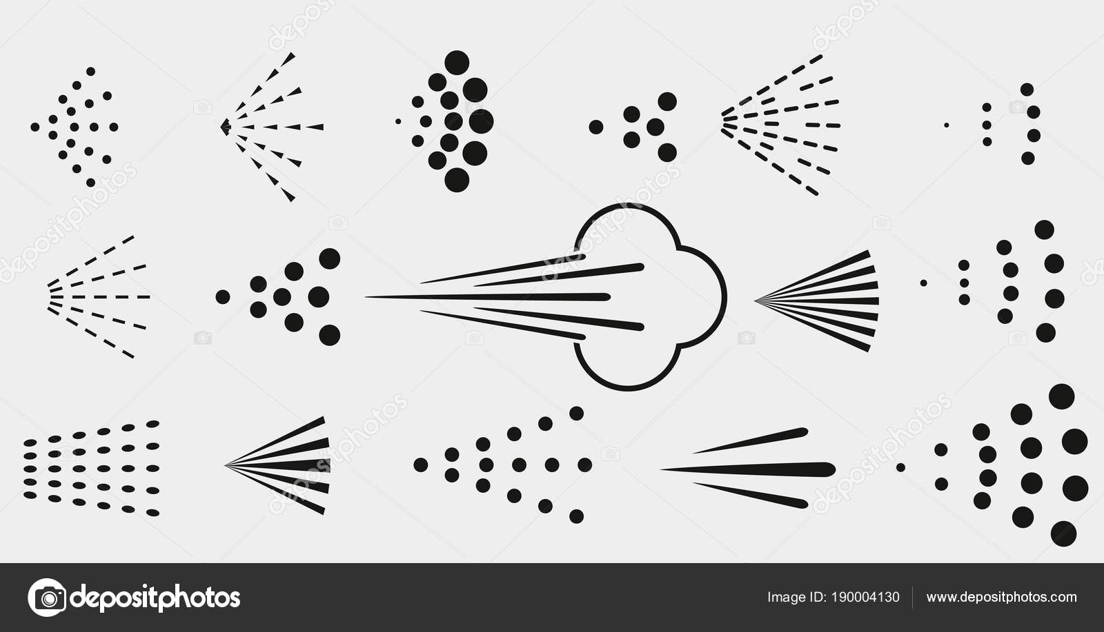 Spray icons big set. water spray icons set. Simple black fluid spray ...