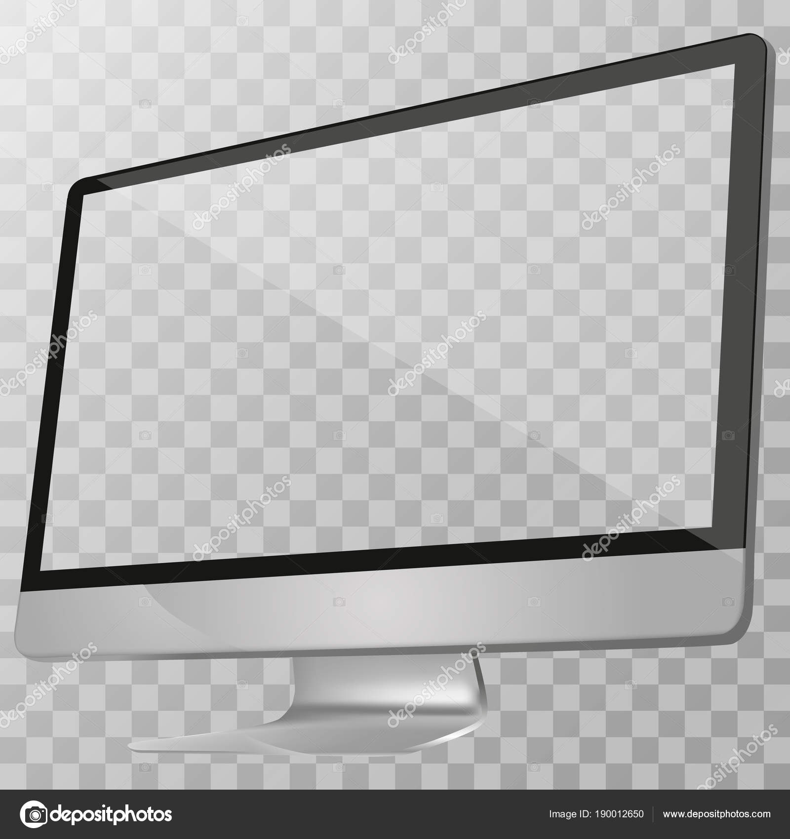 Realistic computer monitor isolated on transparent background. Vector mockup. Vector ...
