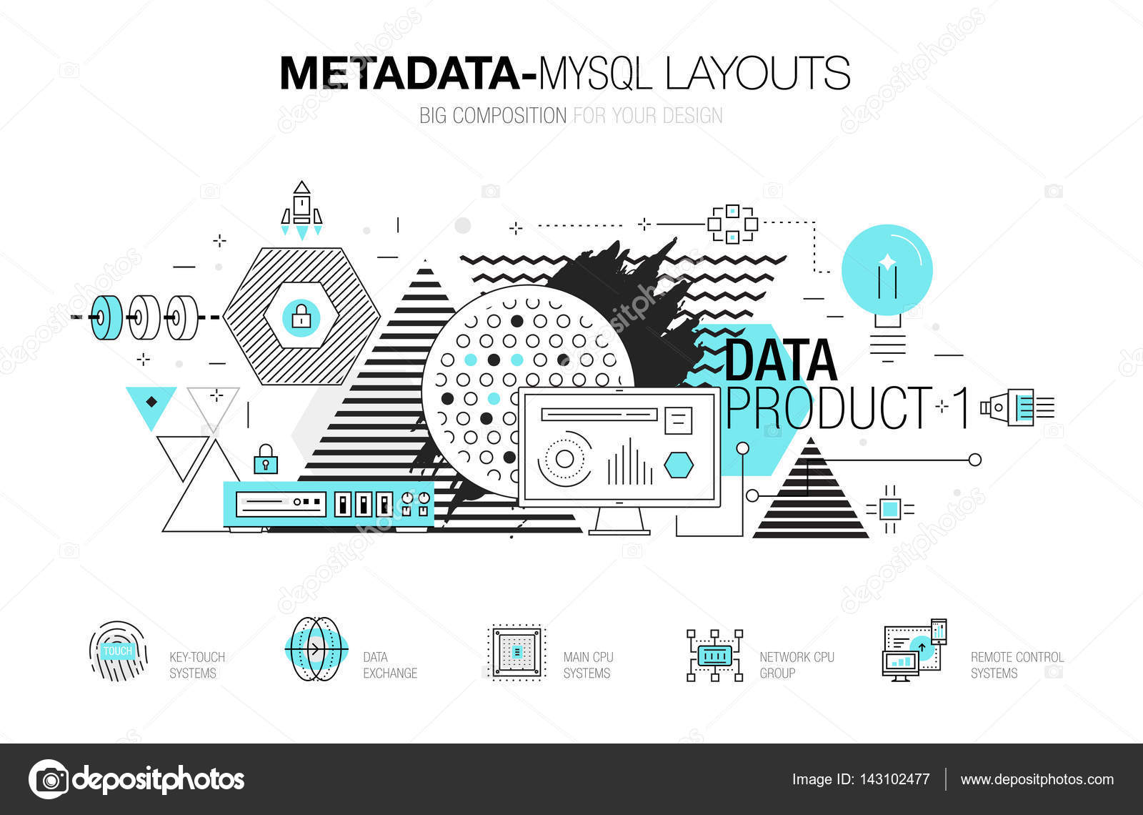 Metadata trendy modern mysql layouts thin line composition Stock Vector ...