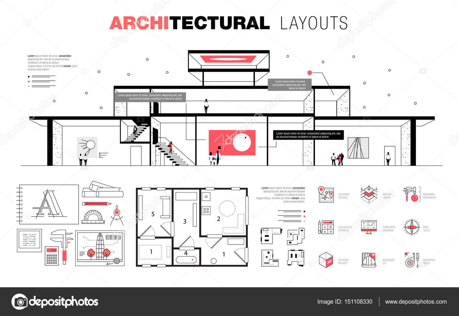 Architectural layouts in trendy polygonal line composition Stock Vector ...