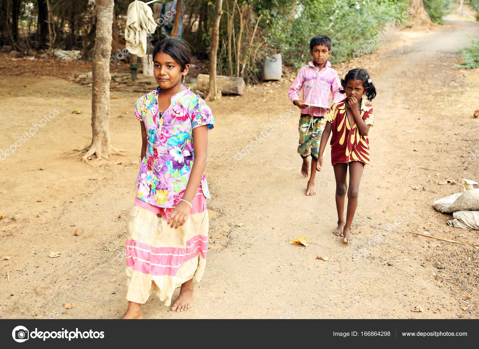 Nannilam, India - 11 May 2016: Unidentified Happy Indian rural school ...