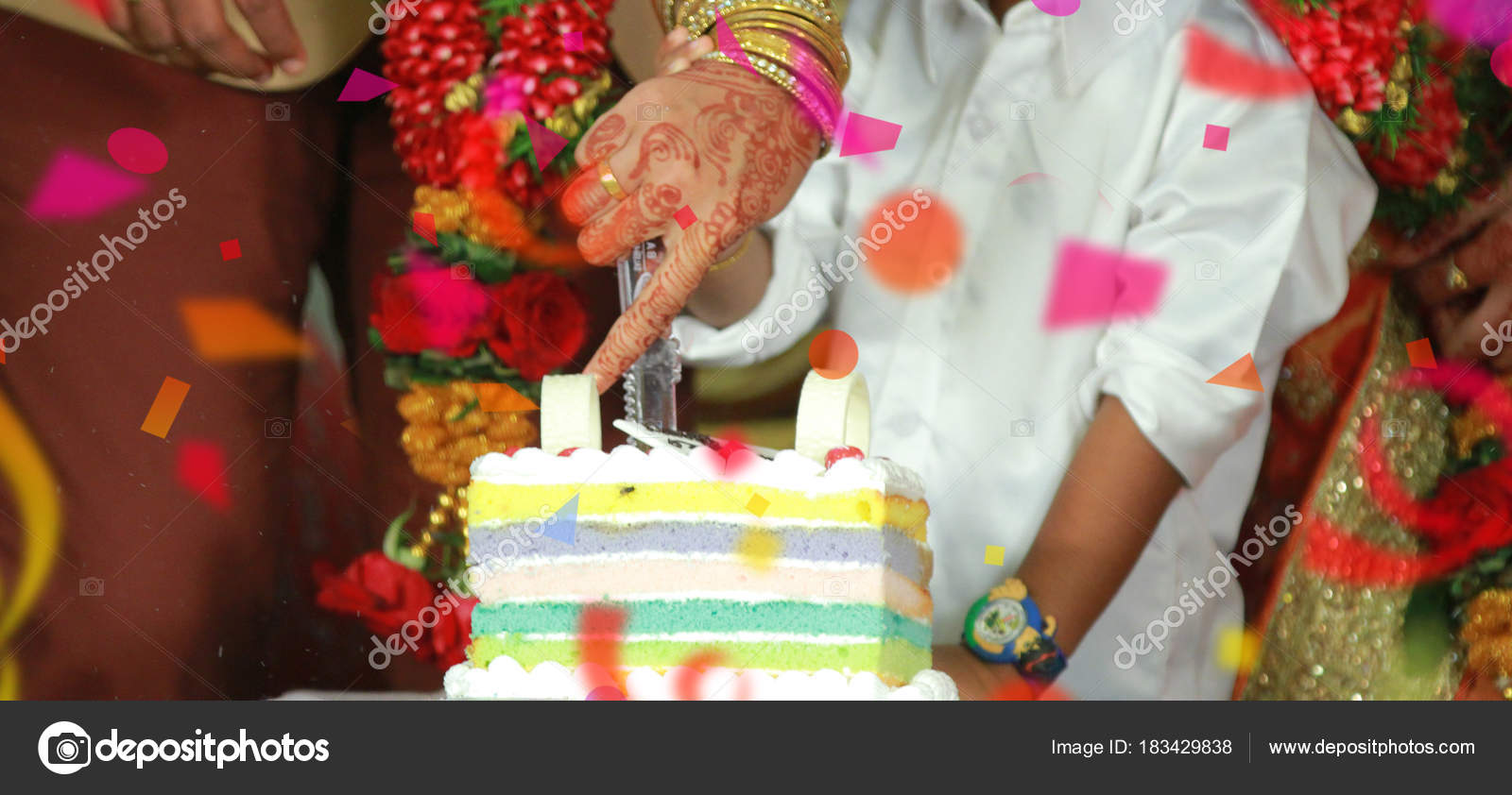 Happy Birthday Cake with Cutting Cake in pieces — Stock Photo © avpk ...