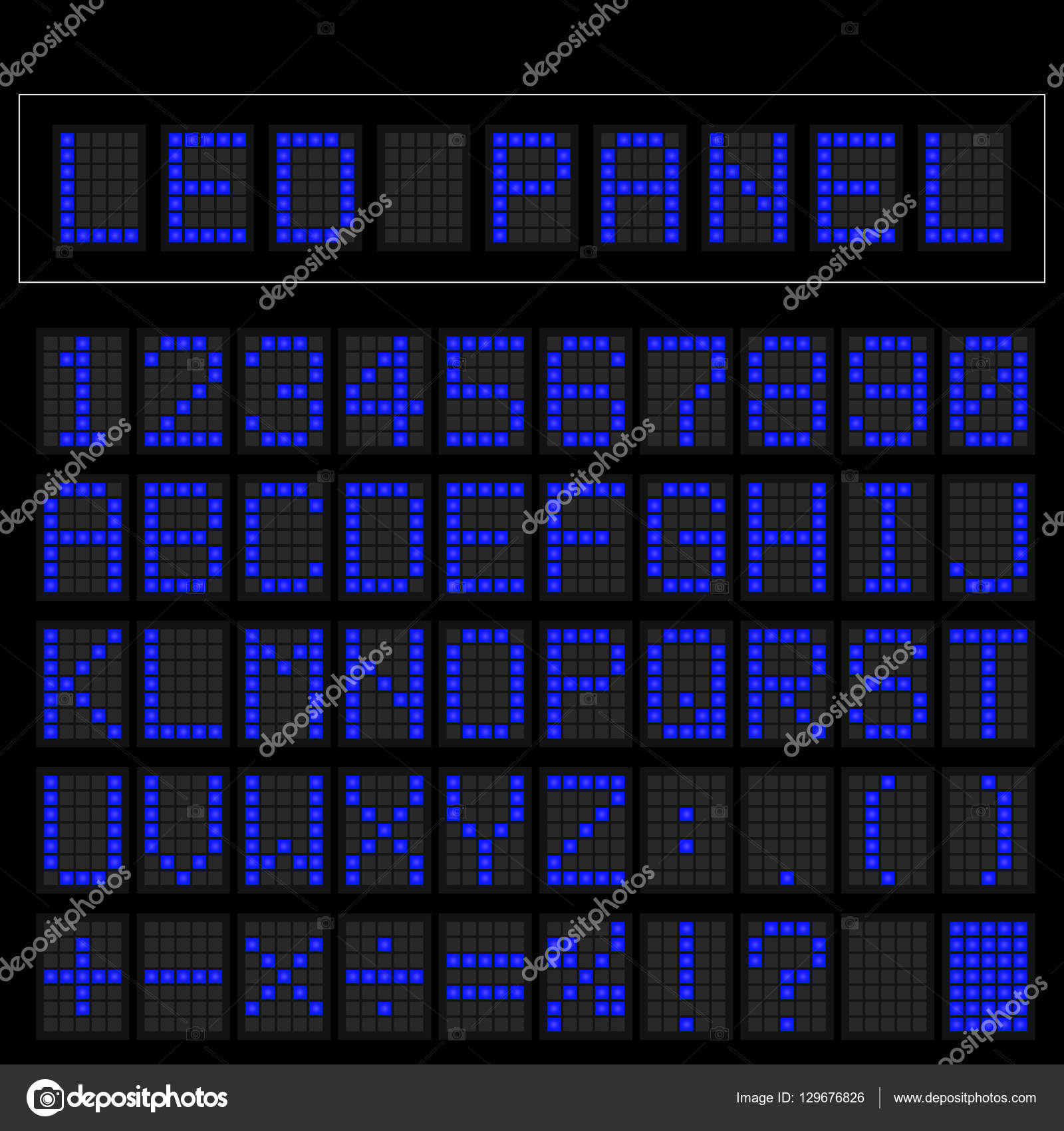 Blue digital square led font display with sample panel Stock Vector ...