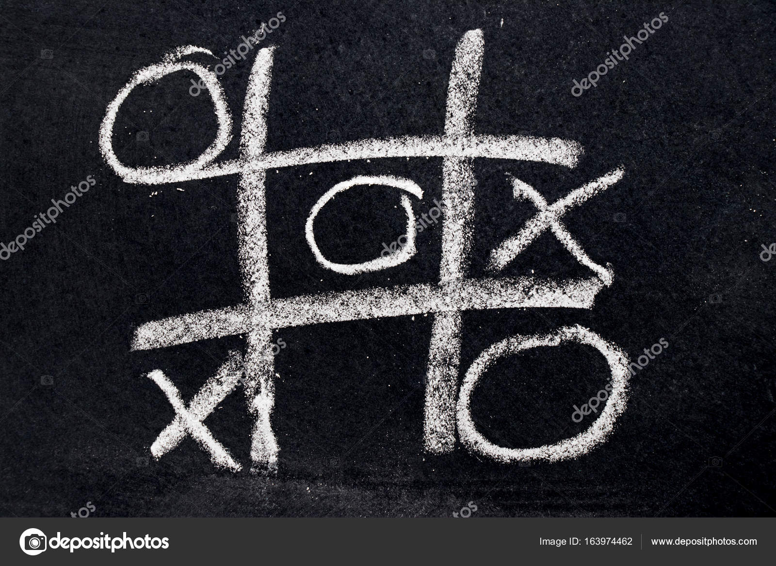White chalk drawing as Tic Tac Toe with the winner and loser shape on ...