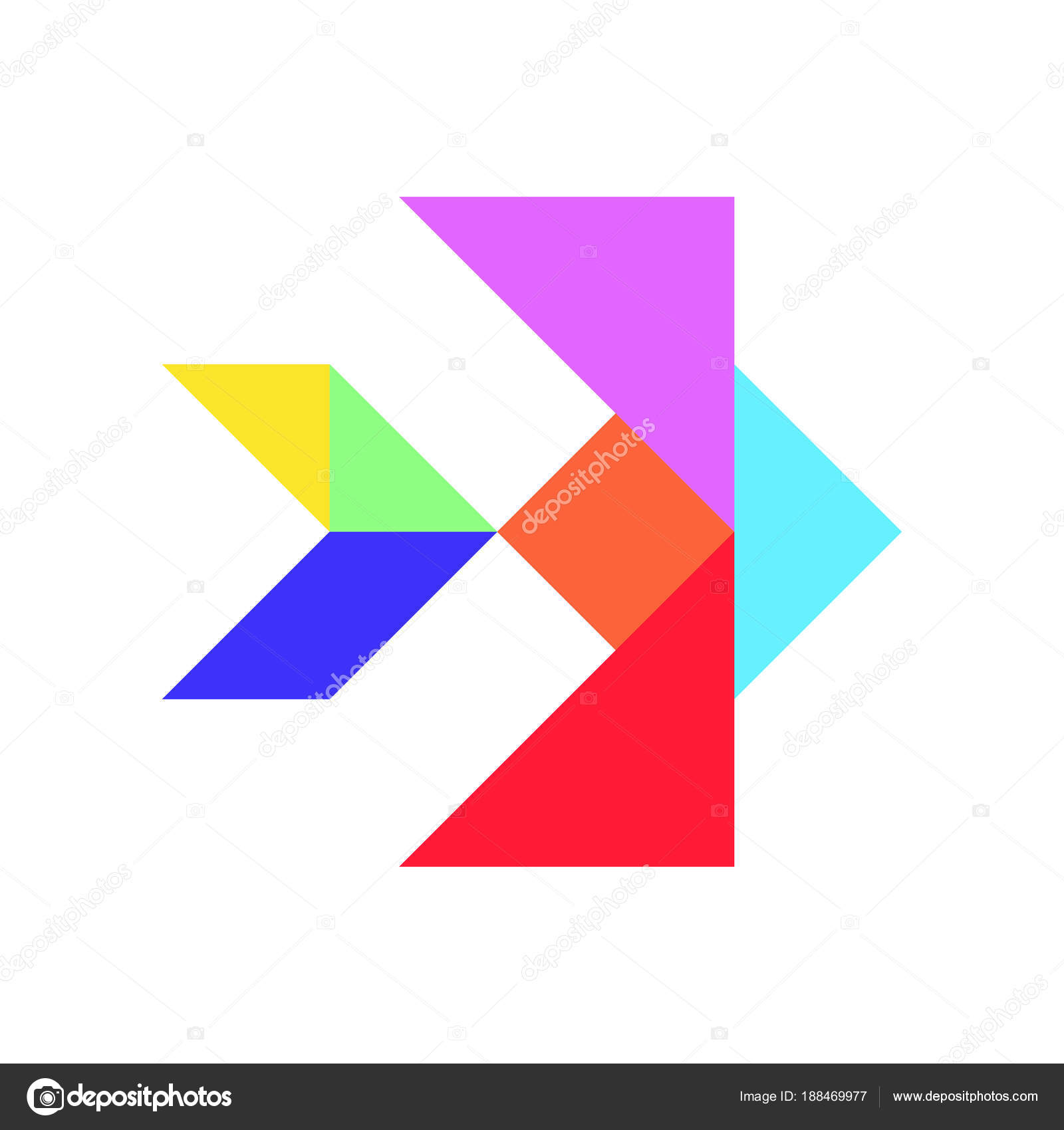 Color tangram puzzle in fish shape on white background (Vector) Stock ...