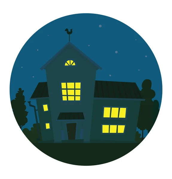 Cartoon house at night | Illustration of a cartoon house at night ...