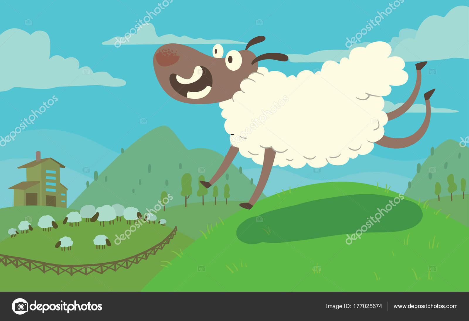 Card, funny sheep running somewhere Stock Vector Image by ©tannilion ...