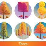 Set of round labels with various trees Stock Vector Image by ©tannilion ...