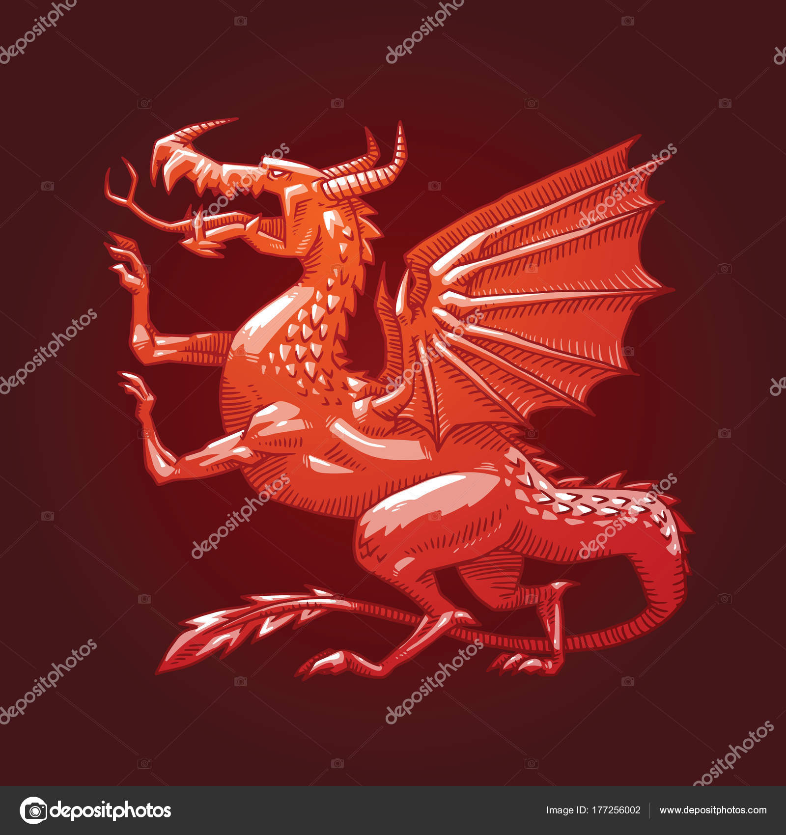 Heraldic dragon turn left, color image Stock Vector by ©tannilion.gmail ...