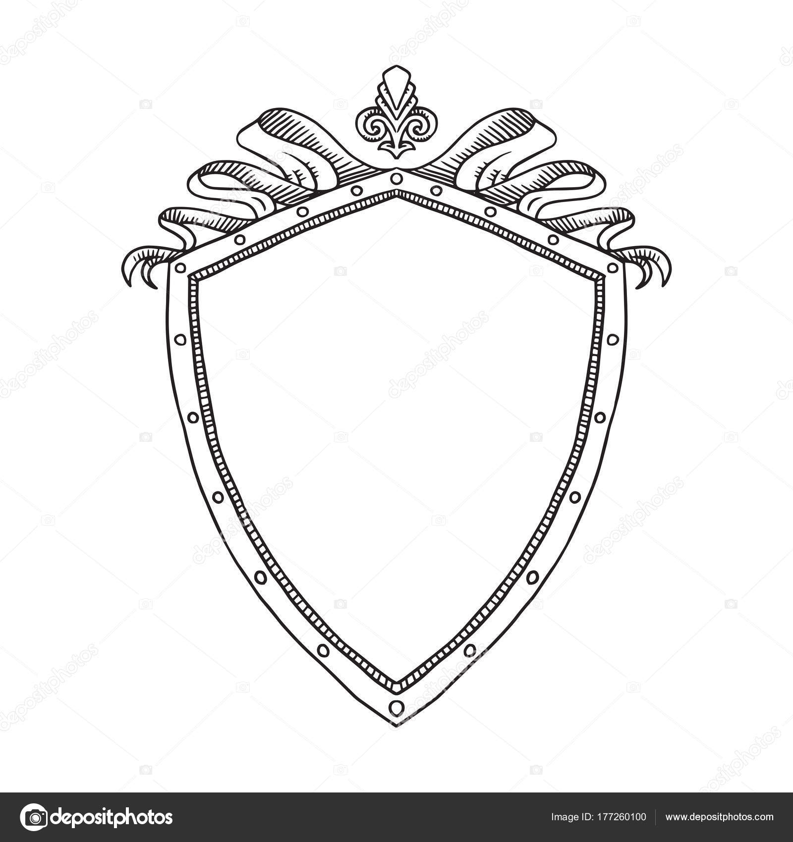 Heraldic shield with ribbons, line art Stock Vector by ©tannilion.gmail ...