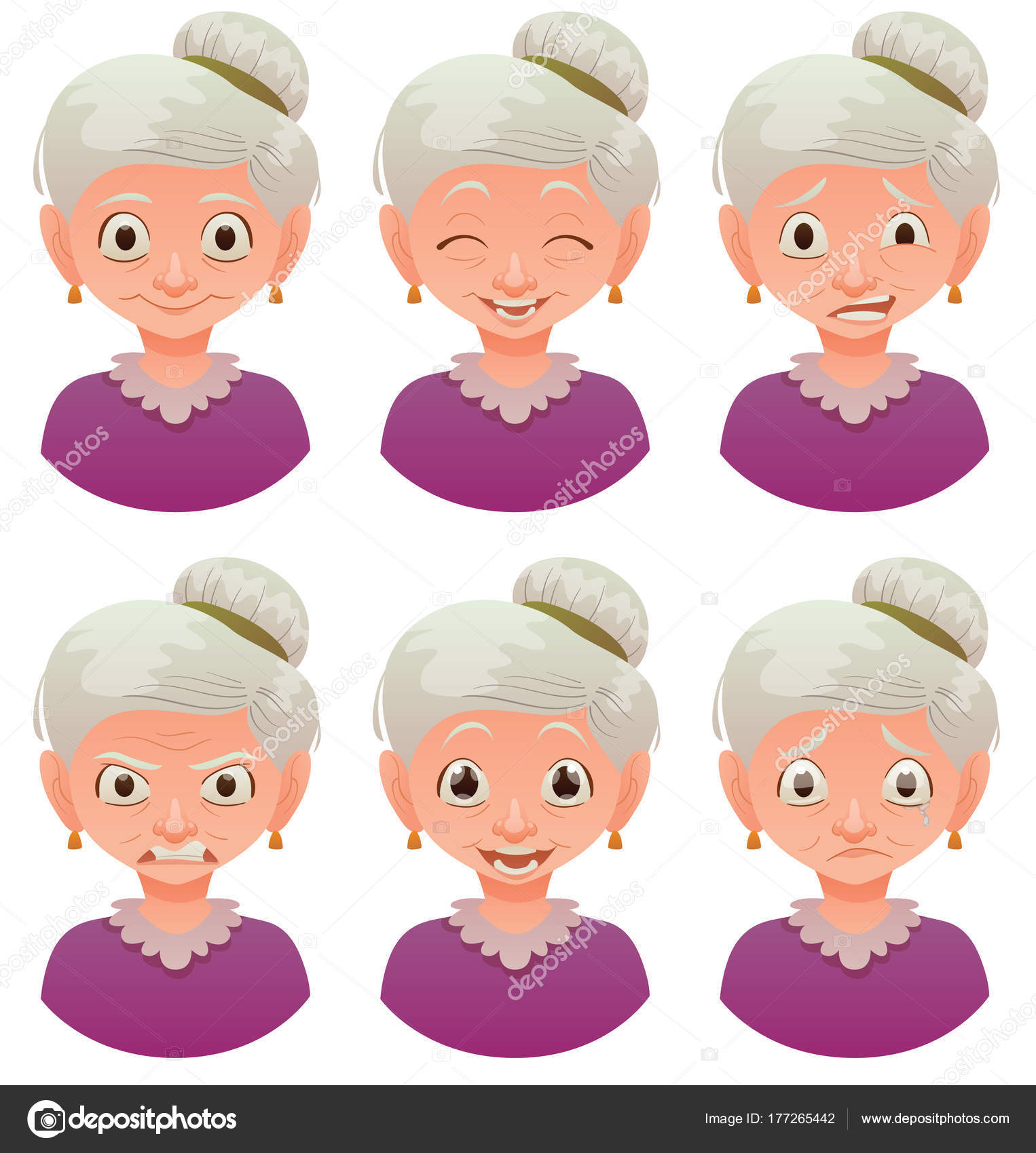 Set of old women's facial emotions Stock Vector Image by ©tannilion ...