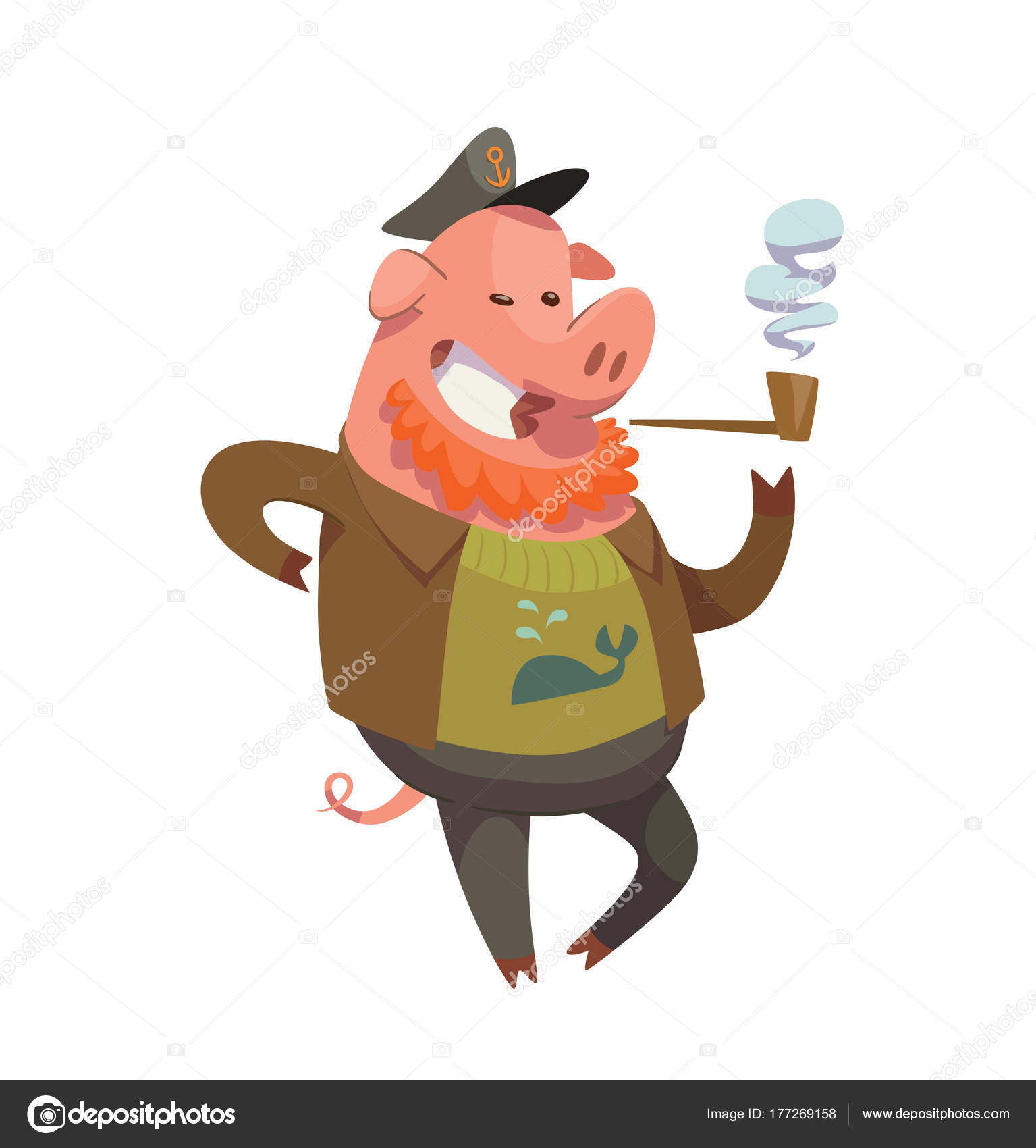Funny pink male pig-captain Stock Vector Image by ©tannilion.gmail.com ...