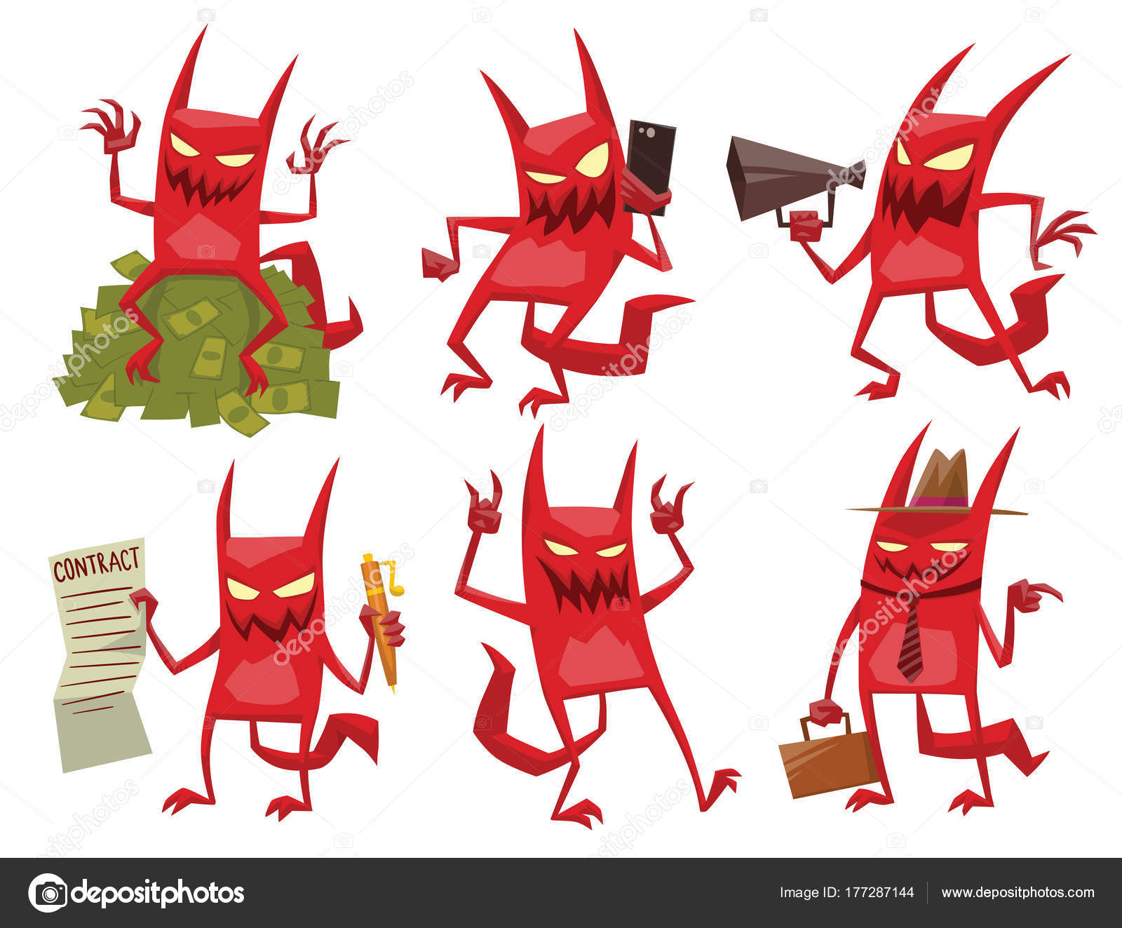 Set of six funny red devils Stock Vector Image by ©tannilion.gmail.com ...