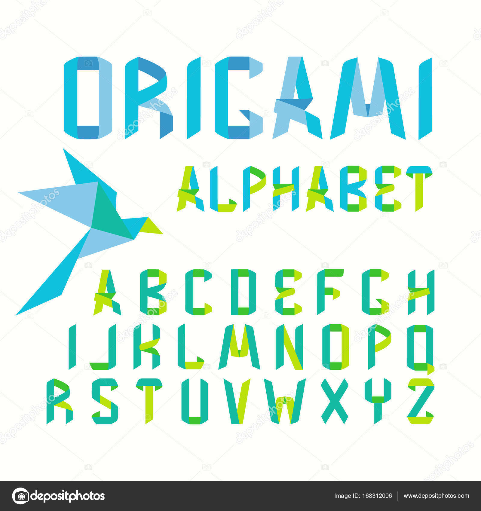 Origami font alphabet with paper bir Stock Vector Image by ©Naumas ...