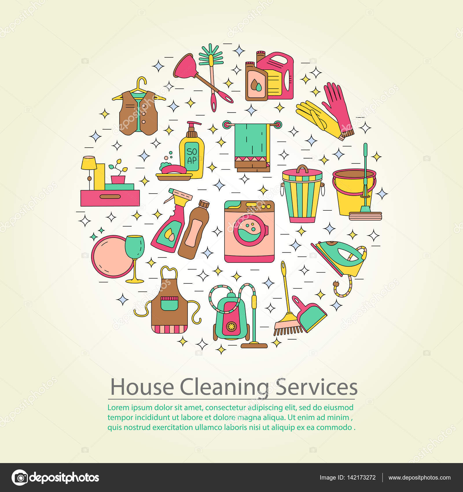 House cleaning vector card. Stock Vector Image by ©trihubova.gmail.com ...