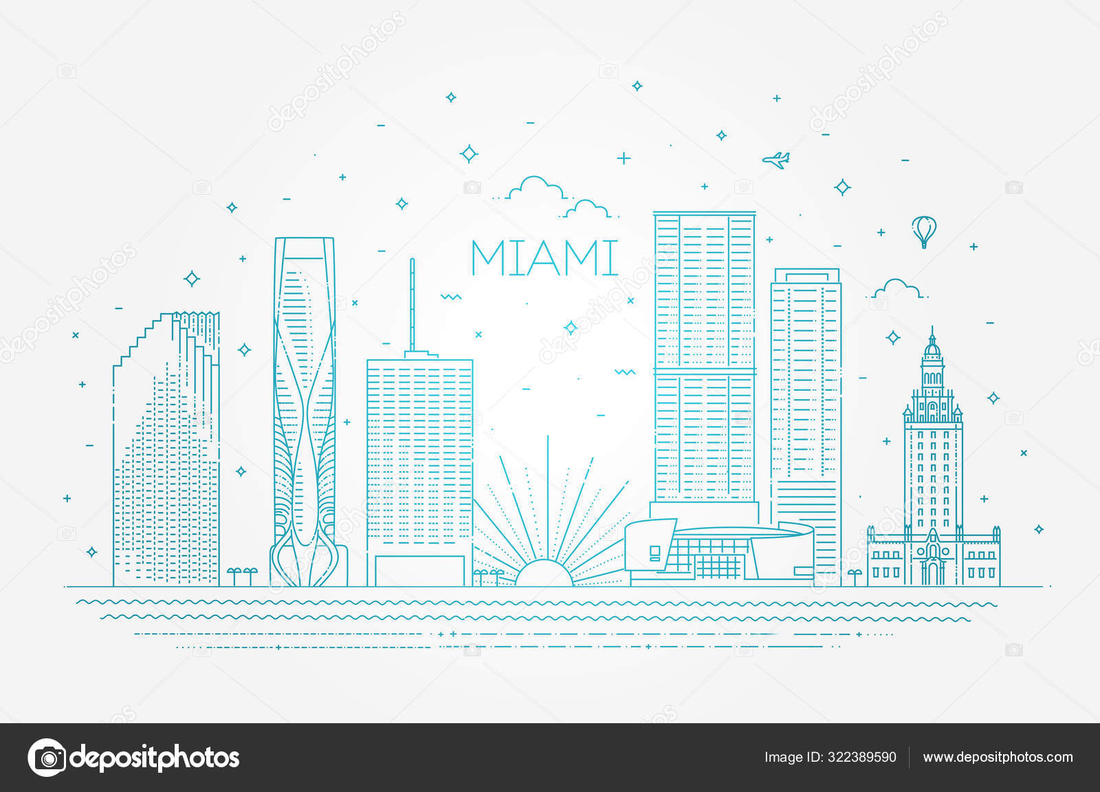 Miami city skyline, vector illustration Stock Vector Image by ...