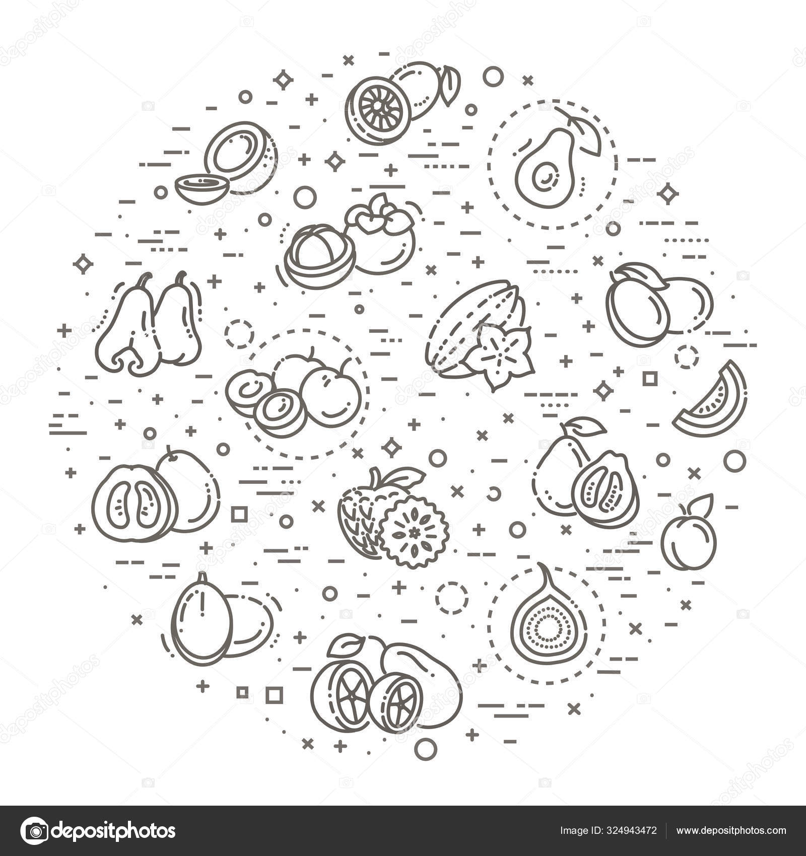 Fresh and natural ingredients. Thin line web icon set Stock Vector ...