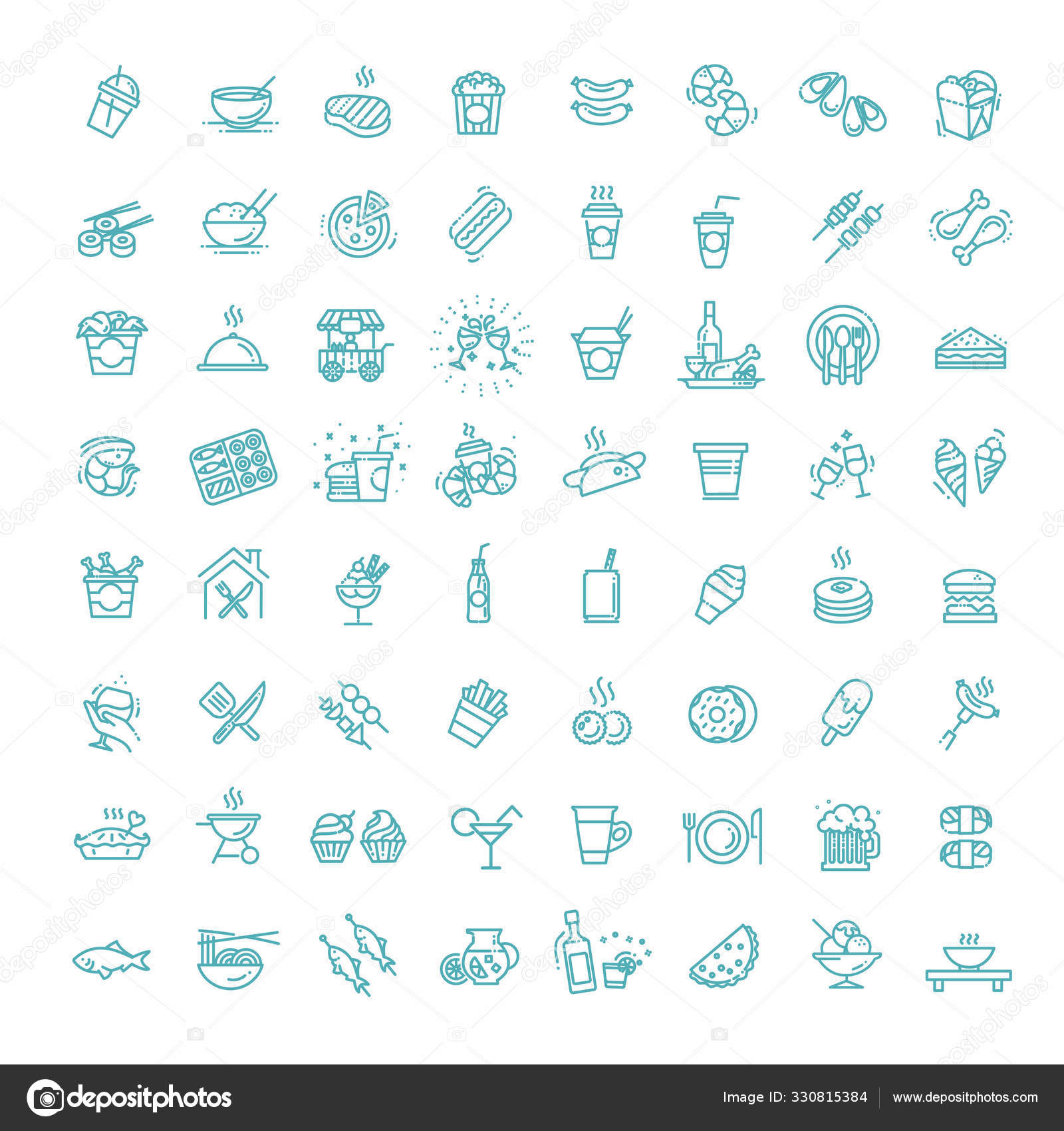 Food courts icons set. Outline set of food Stock Vector by ©tettygreen ...