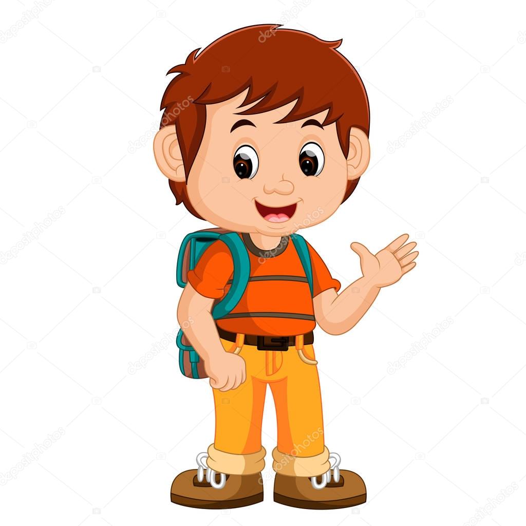Lindo chico con mochila de dibujos animados Vector de stock por ...