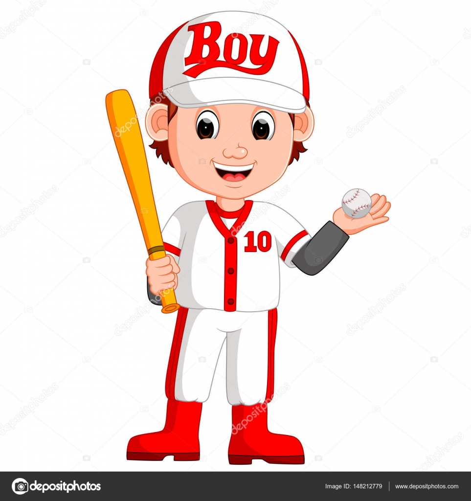 Baseball Player Cartoon Kid