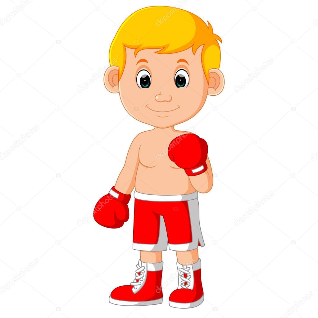 Lindo chico boxeo dibujos animados Vector de stock por ...