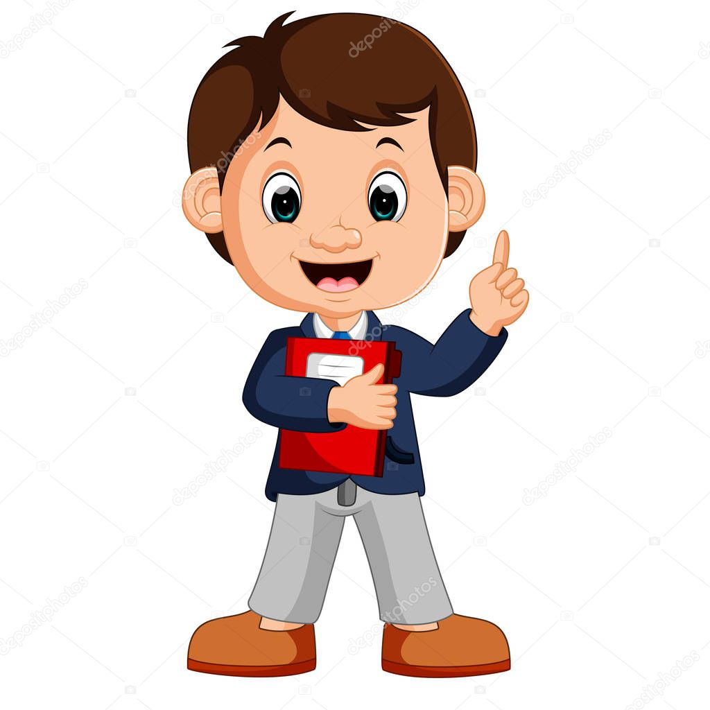 Niños chico llevar libro de dibujos animados Vector de stock por ...