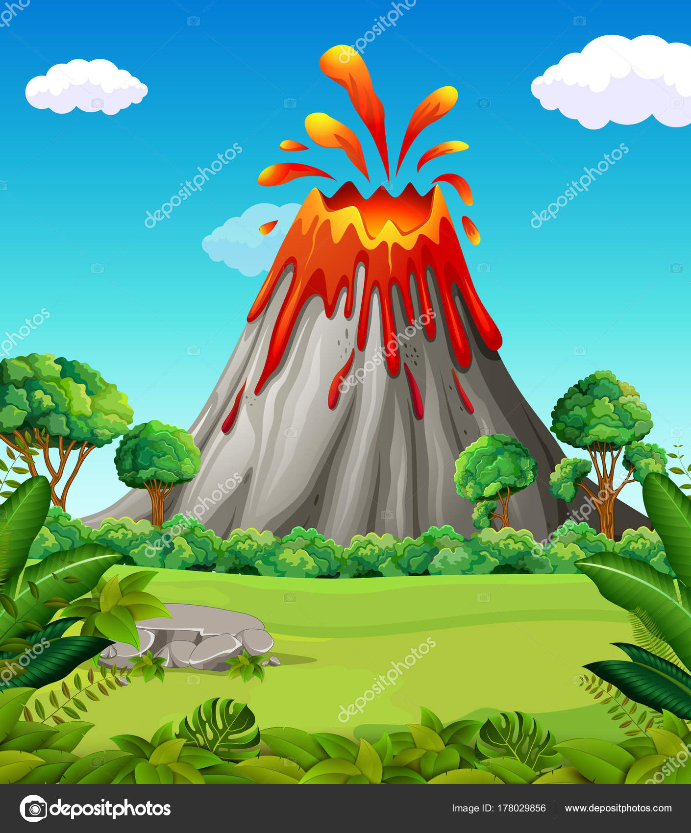 Nature Scene Volcano Eruption Stock Vector Image by ©hermandesign2015 ...
