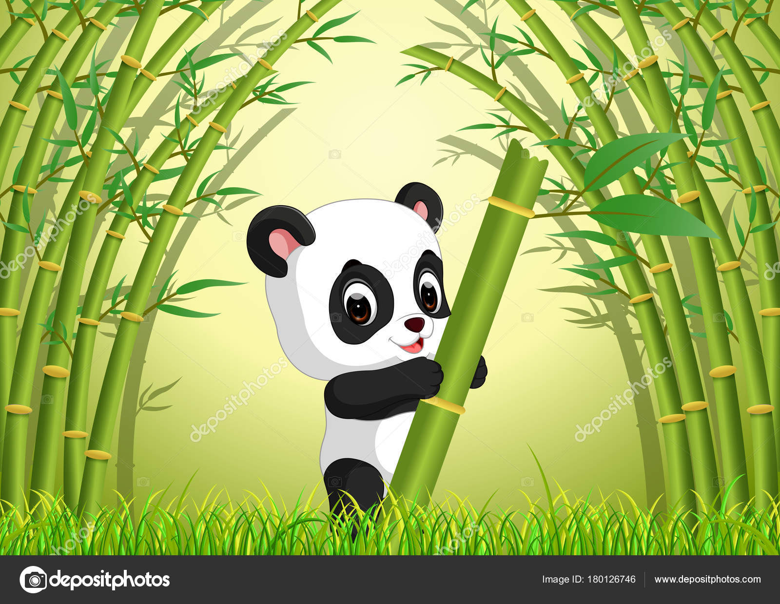 Animated Panda With Bamboo