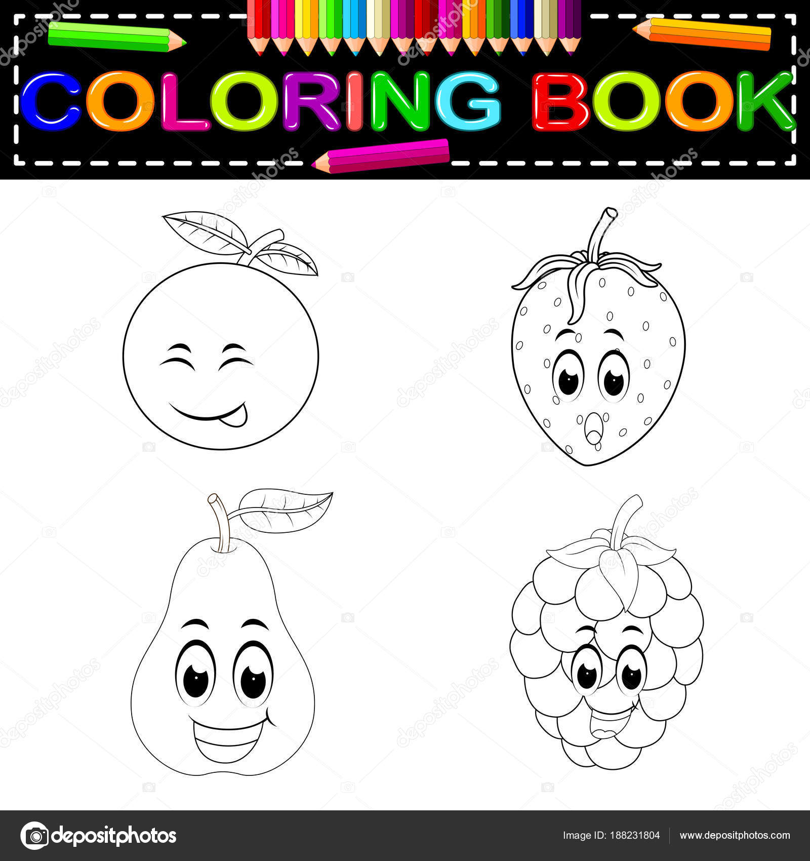 Fresh Fruit Face Coloring Book Stock Vector Image by ©hermandesign2015 ...