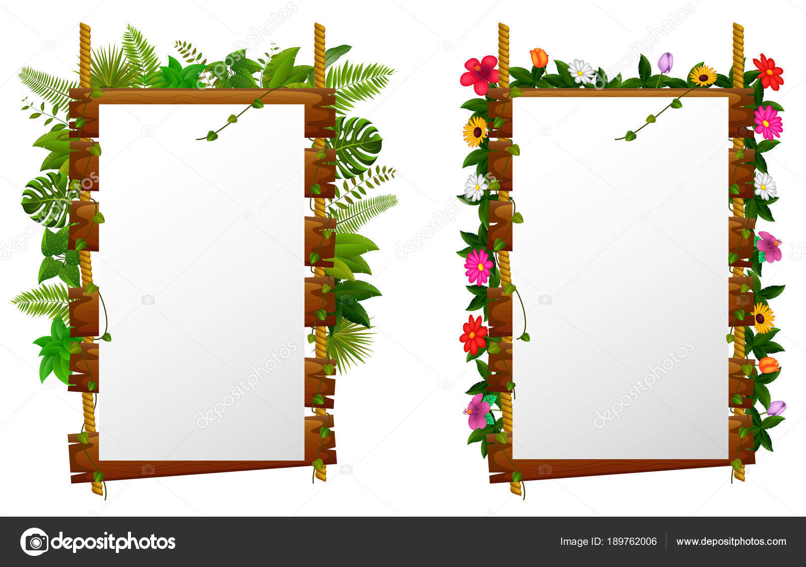 Kosong Kertas Kosong Papan Nama Kayu Taman Vektor Stok oleh ...