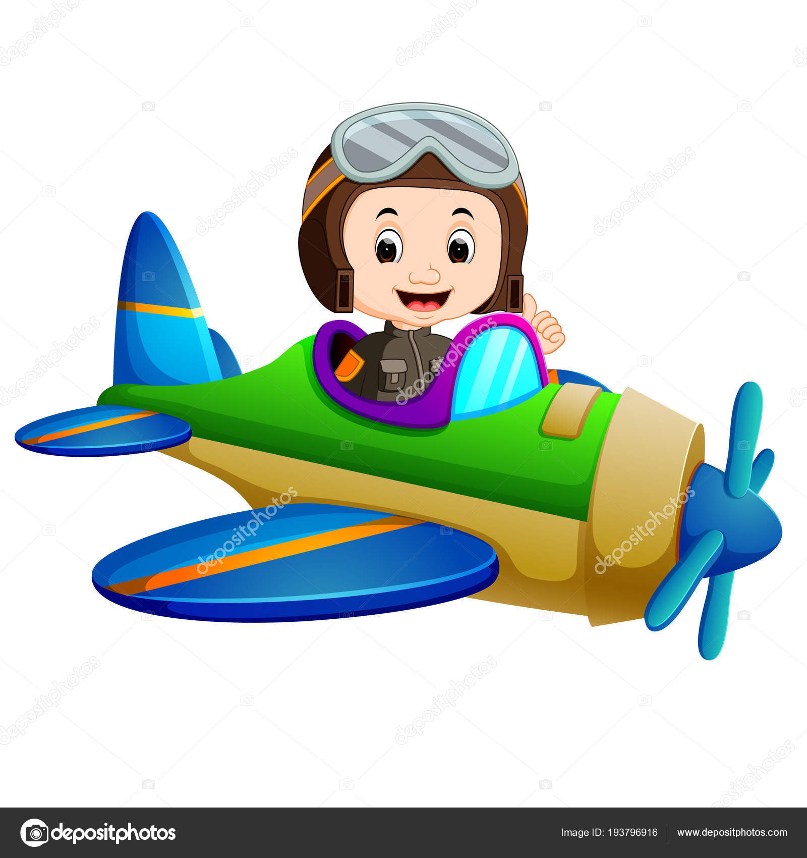 Cartoon Airplane With Pilot