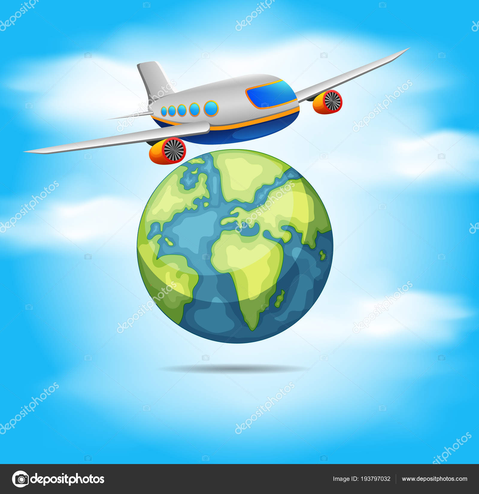 Airplane Flying World Stock Vector by ©hermandesign2015@gmail.com 193797032