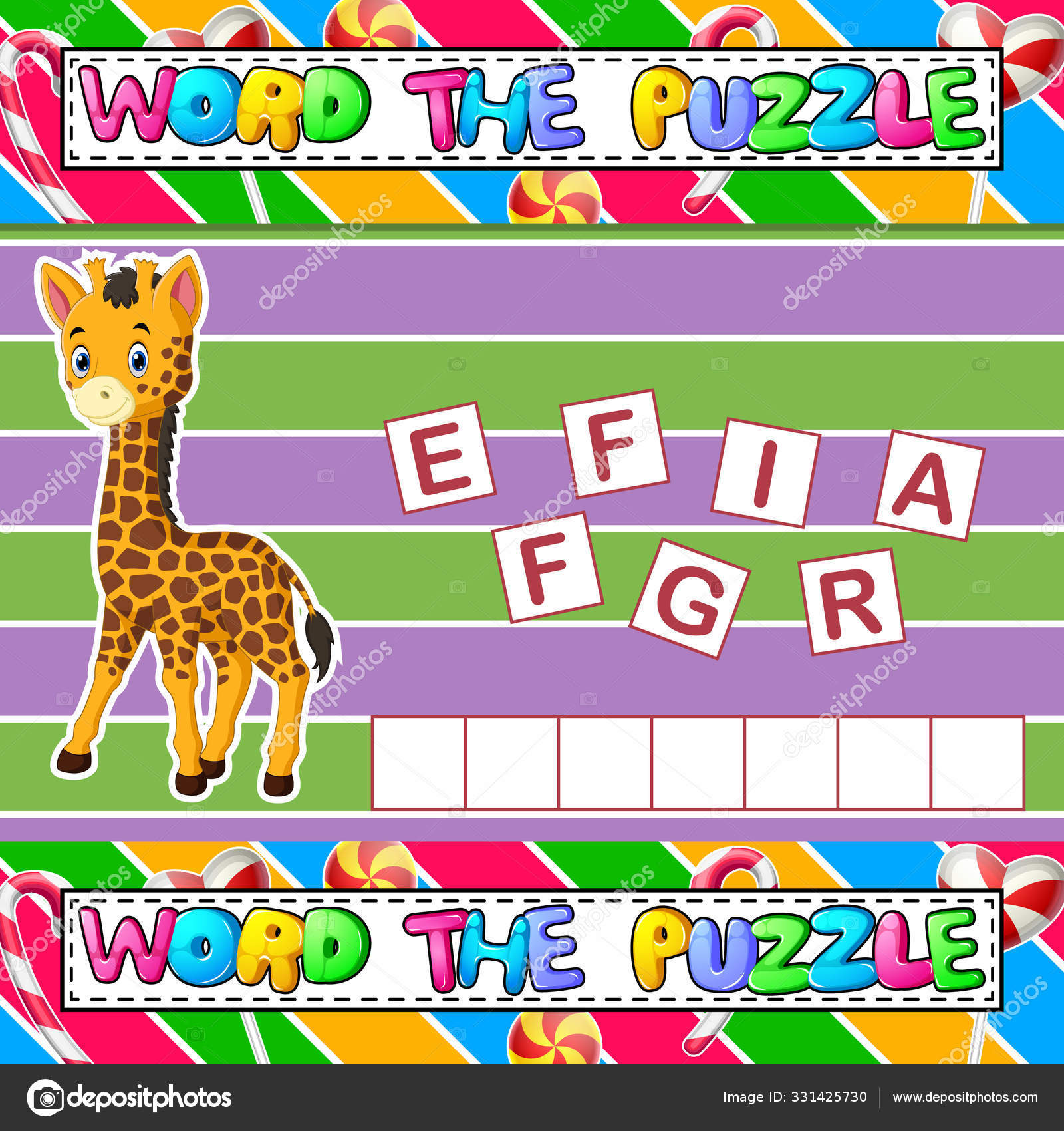 Palabras rompecabezas juego educativo para niños Vector de stock ...