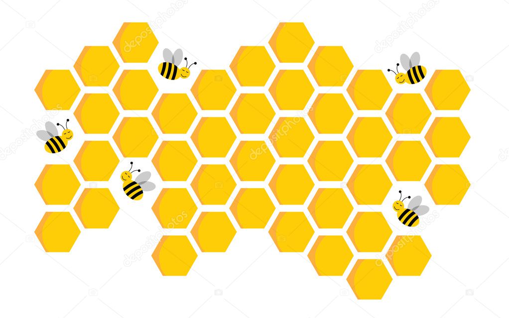 Bee Honey Cells Isolated Background Vector Illustration Stock Vector ...