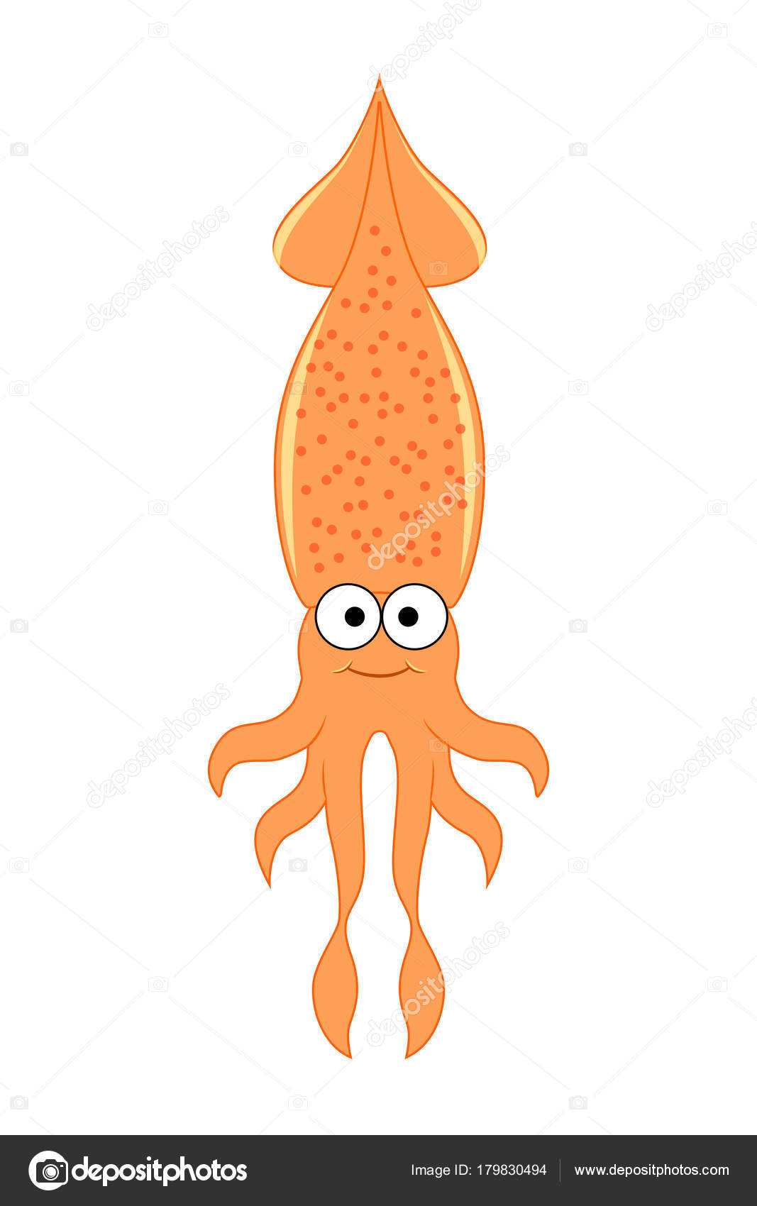 Lindo calamar de dibujos animados. Ilustración vectorial aislada en ...