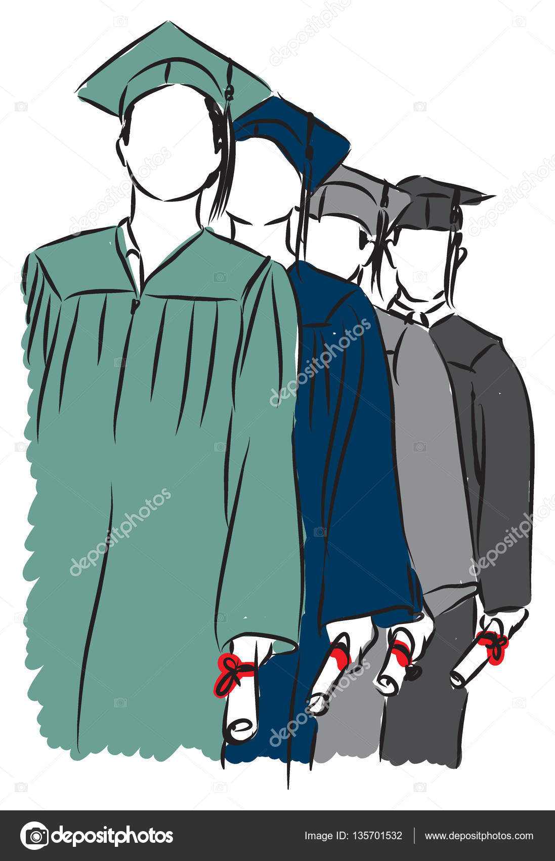 Students graduating illustration VECTOR Stock Vector Image by ©MoniQcCa ...