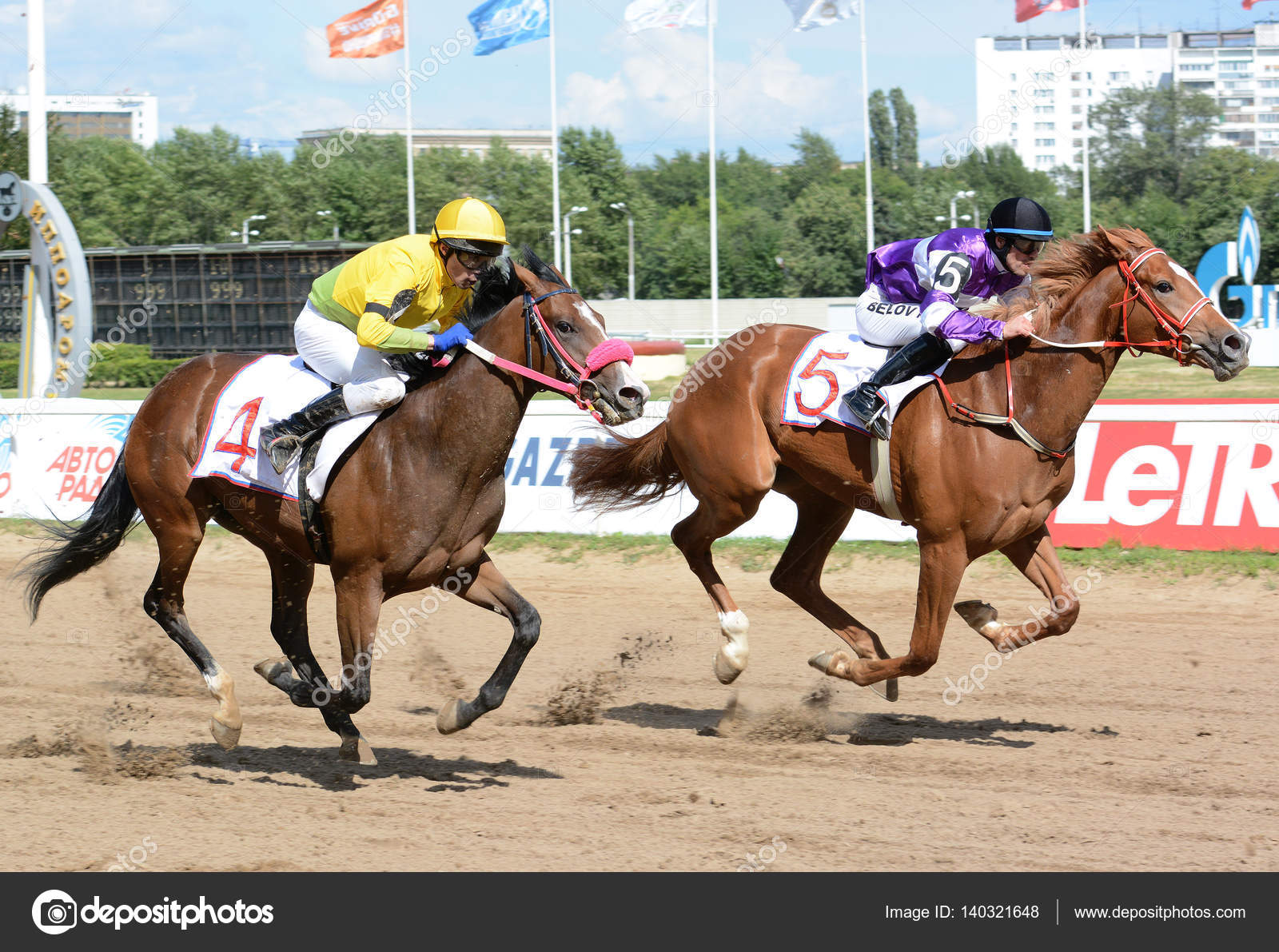Two thoroughbred racehorses in motion – Stock Editorial Photo © GeptaYs ...