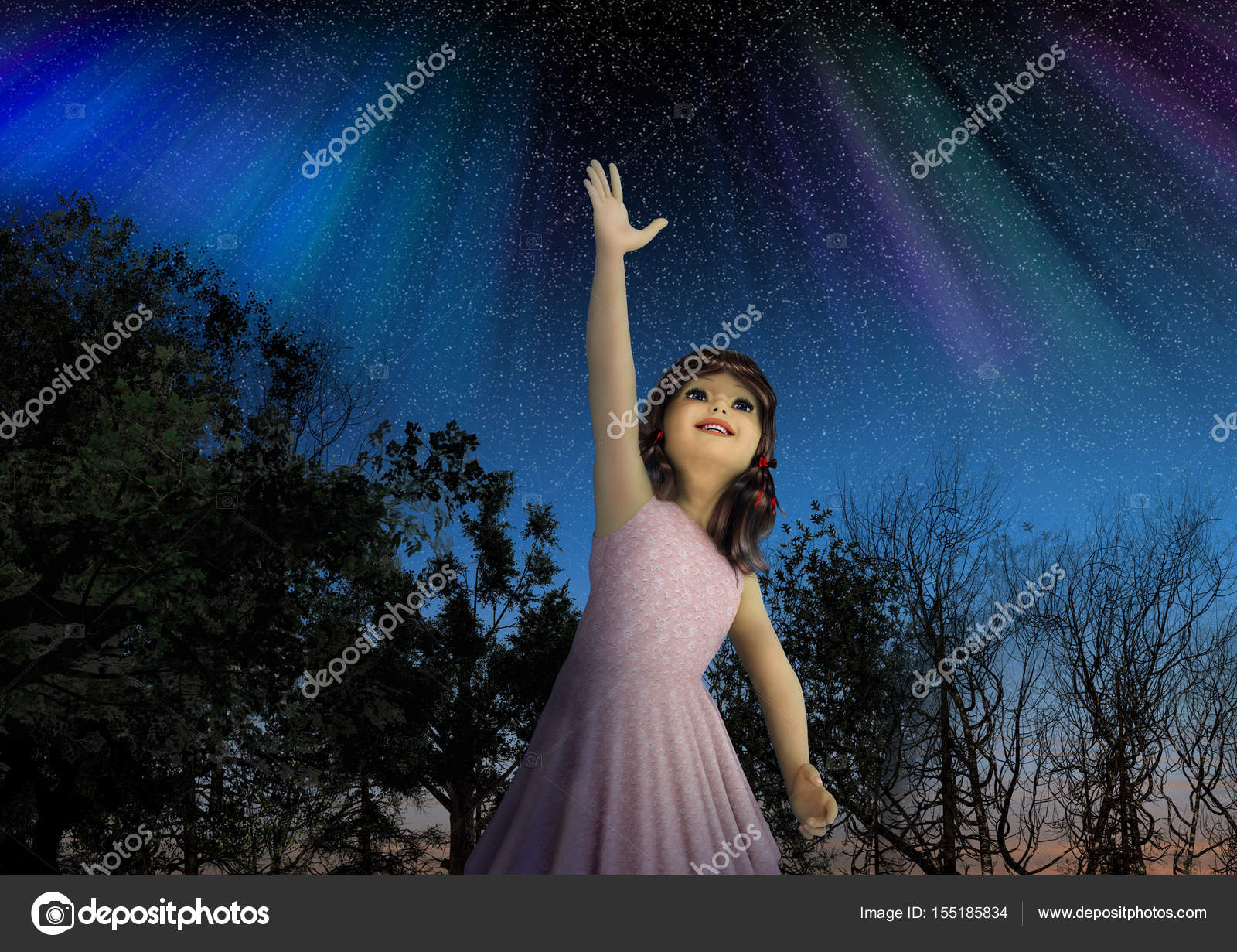Young Girl Reaching for the Stars in Hope Stock Photo by ©ratpack2 ...