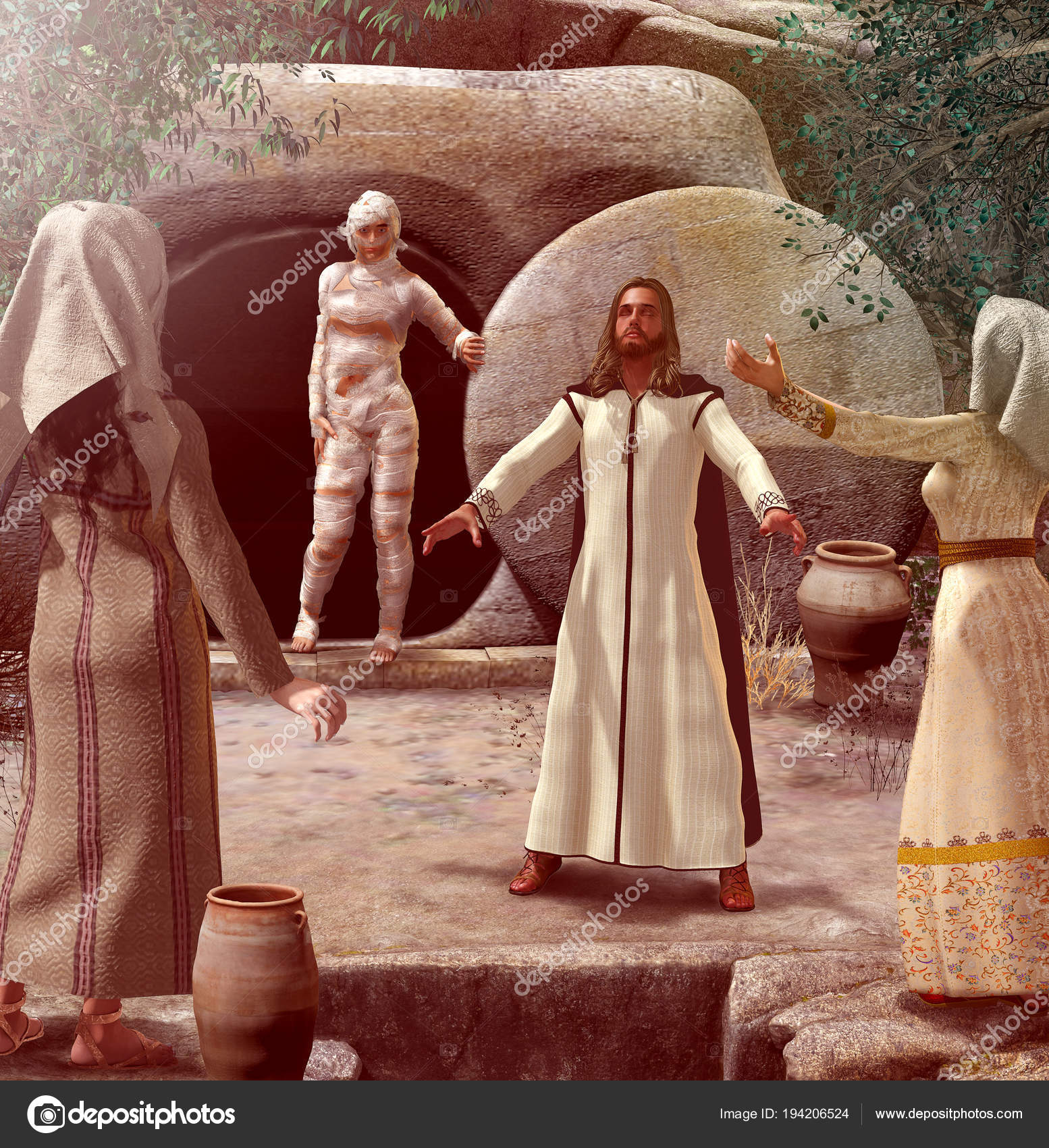 Jesus raises Lazarus from the dead Stock Photo by ©ratpack2 194206524