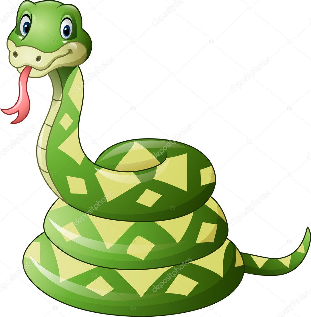 Linda serpiente verde de dibujos animados Vector de stock #127516870 de ...