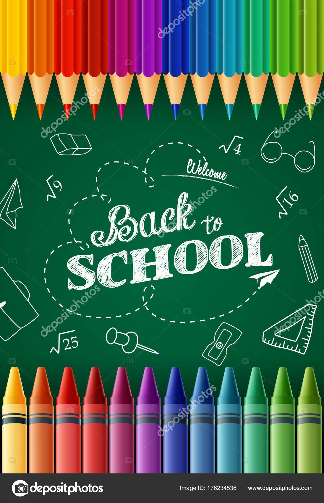 Welcome Back School Colored Pencils Crayons Stock Vector by ...