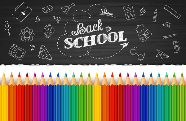 Welcome Back School Background Hand Drawn Doodle Elements Colorful ...