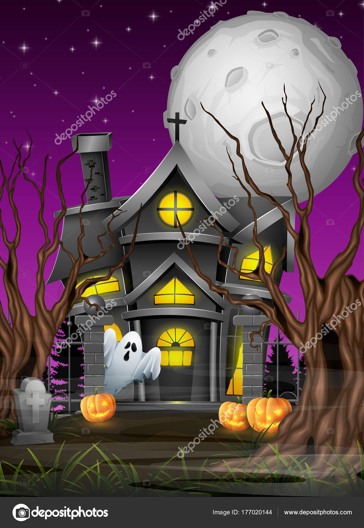 Scary Halloween Background Ghost Church Stock Vector Image by ...