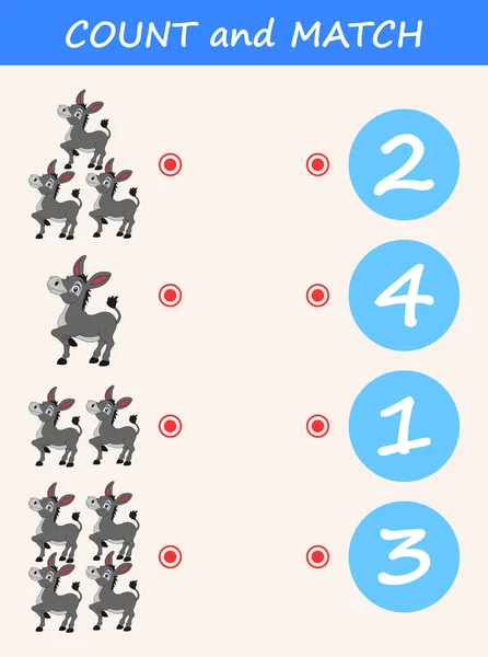 Count Match Cow Cartoon Math Educational Game Children Stock Vector ...