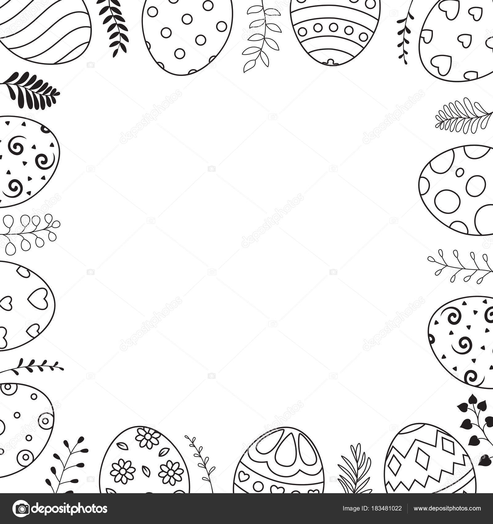 Easter Egg Clip Art Border Black And White