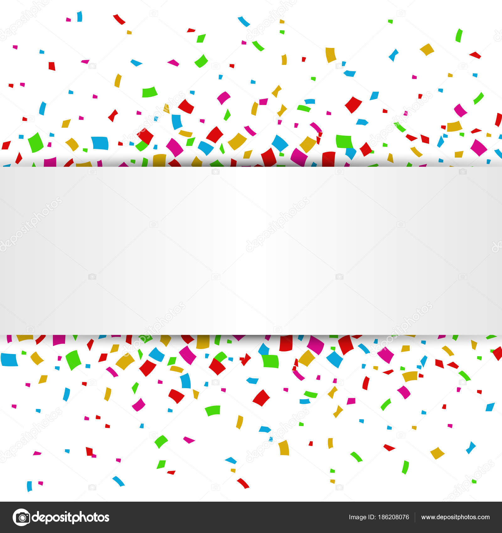 Colorful Confetti Banner Place Text Isolated White Background Stock ...