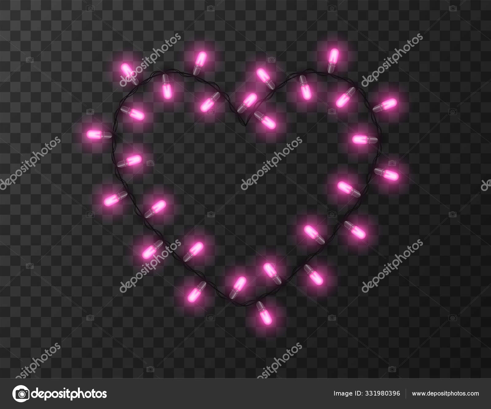 Heart shaped lights isolated on transparent background, design vector ...
