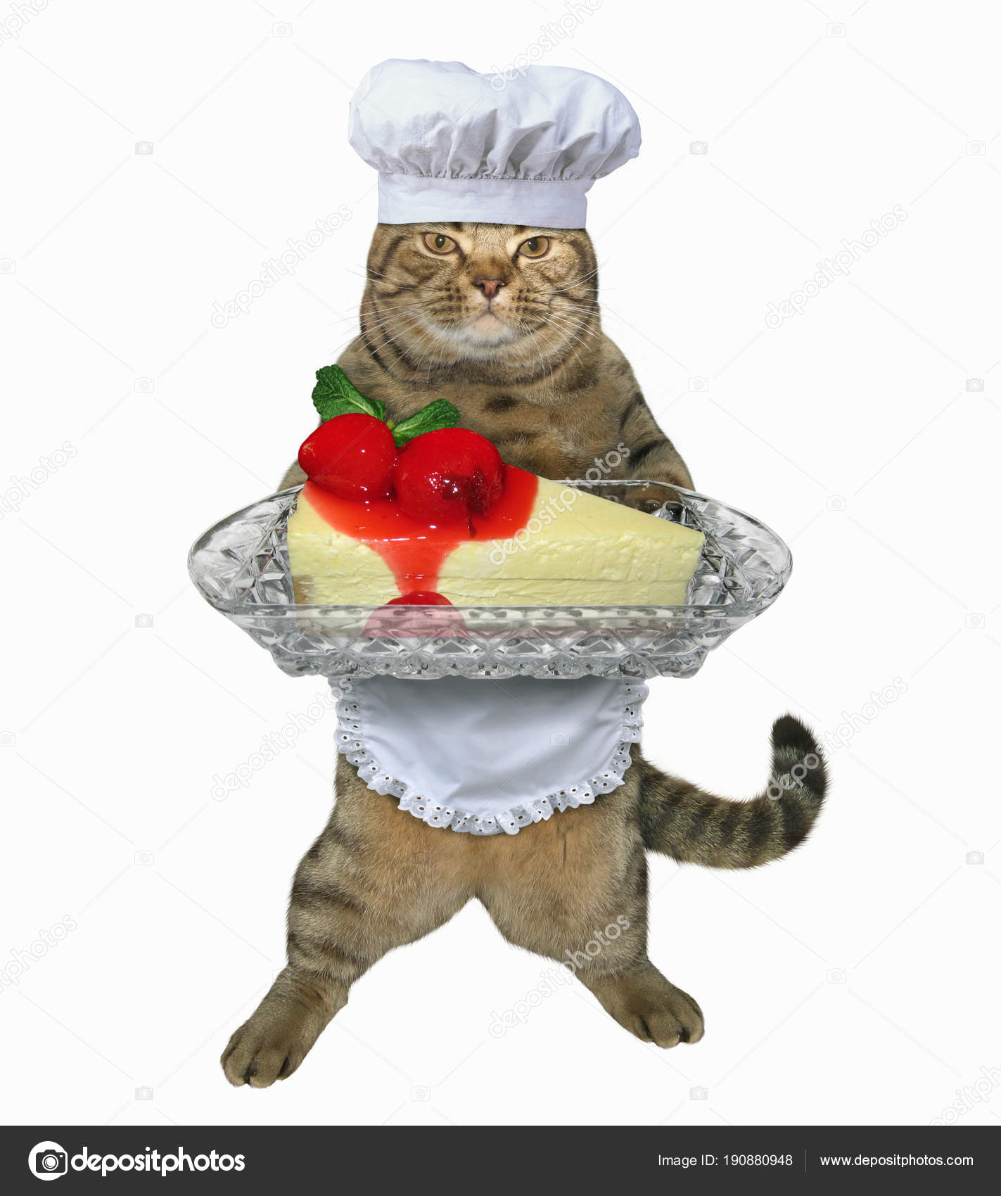 Cat cook with cheesecake Stock Photo by ©Iridi 190880948