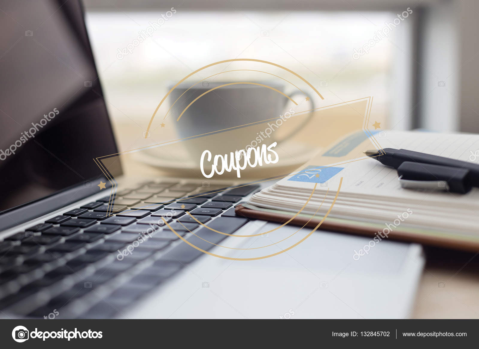 Coupons text with laptop — Stock Photo © garagestock #132845702