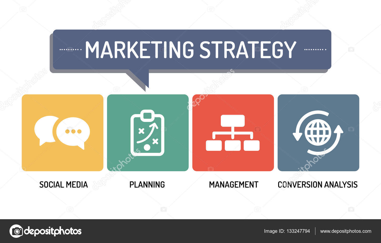 MARKETING STRATEGY - ICON SET Stock Vector by ©garagestock 133247794